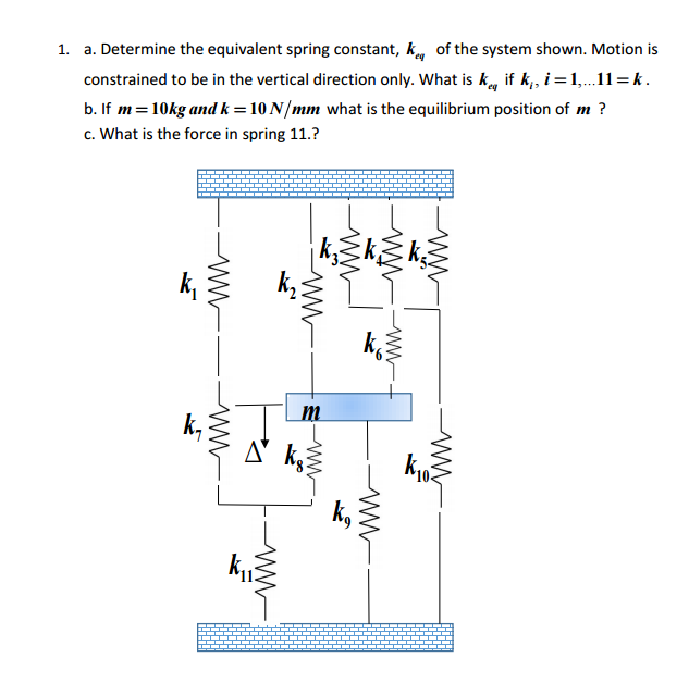 Solved Determine the equivalent spring constant, k_eq of the | Chegg.com