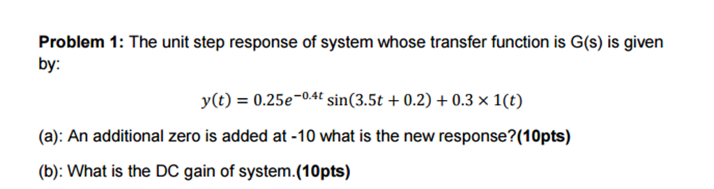 Solved The unit step response of system whose transfer | Chegg.com