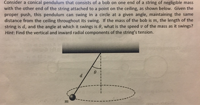 Solved Consider a conical pendulum that consists of a bob on | Chegg.com