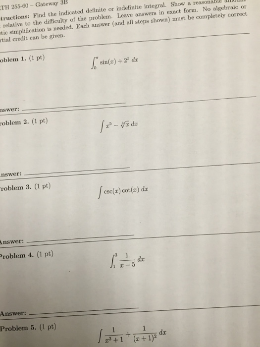 Solved Find the indicated definite or indefinite integral. | Chegg.com