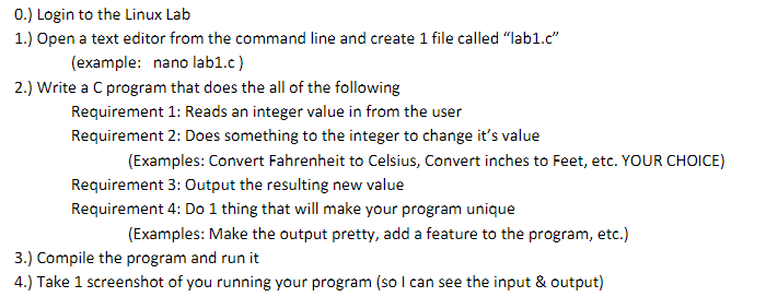 Solved Login to the Linux Lab Open a text editor from the | Chegg.com