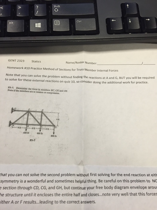 Solved Shift Ctrl Alt GENT 2323 Statics Homework #10 | Chegg.com
