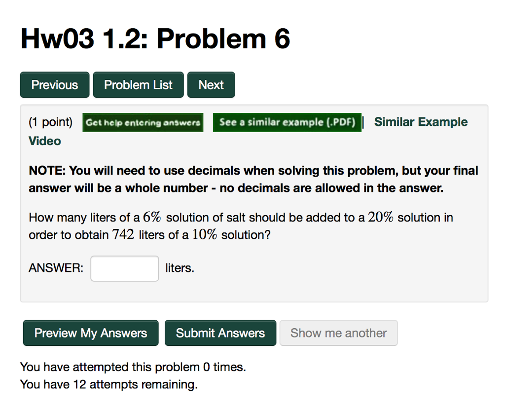 Solved Hw03 1.2: Problem 6 Previous Problem List Next antwa | Chegg.com
