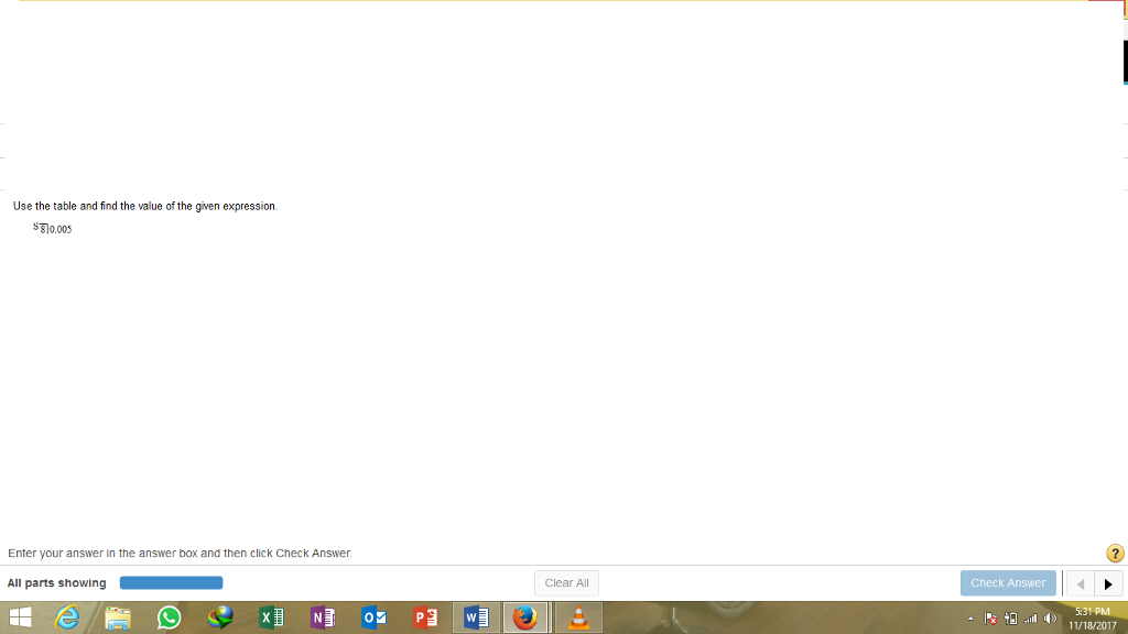 Solved Use the table and find the value of the given | Chegg.com