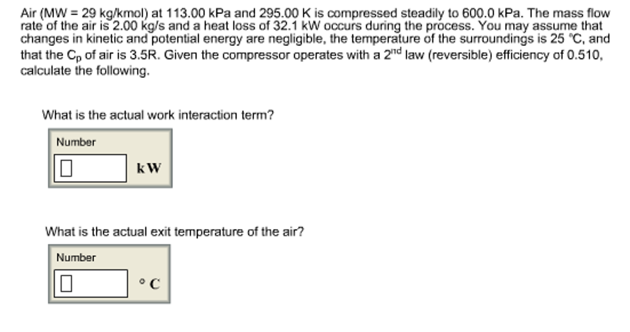 Solved Air (MW = 29 kg/kmol) at 113.00 kPa and 295.00 K is | Chegg.com