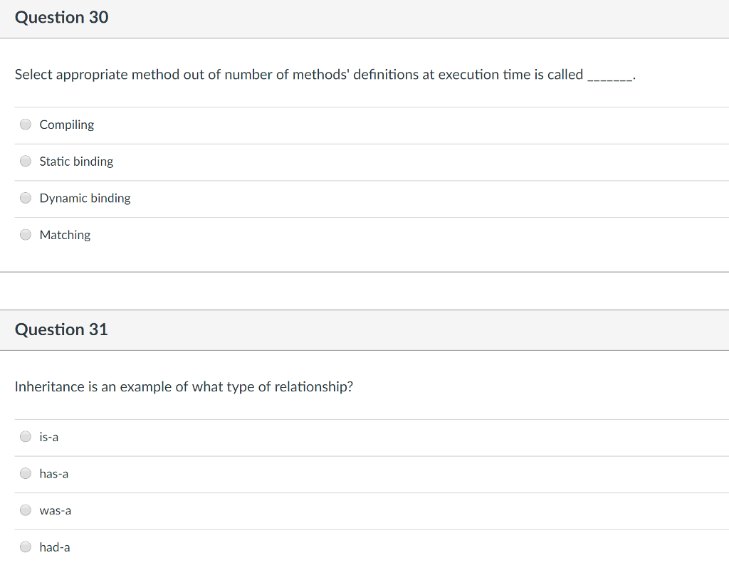 Solved Question 28 The method header of the equals() method | Chegg.com