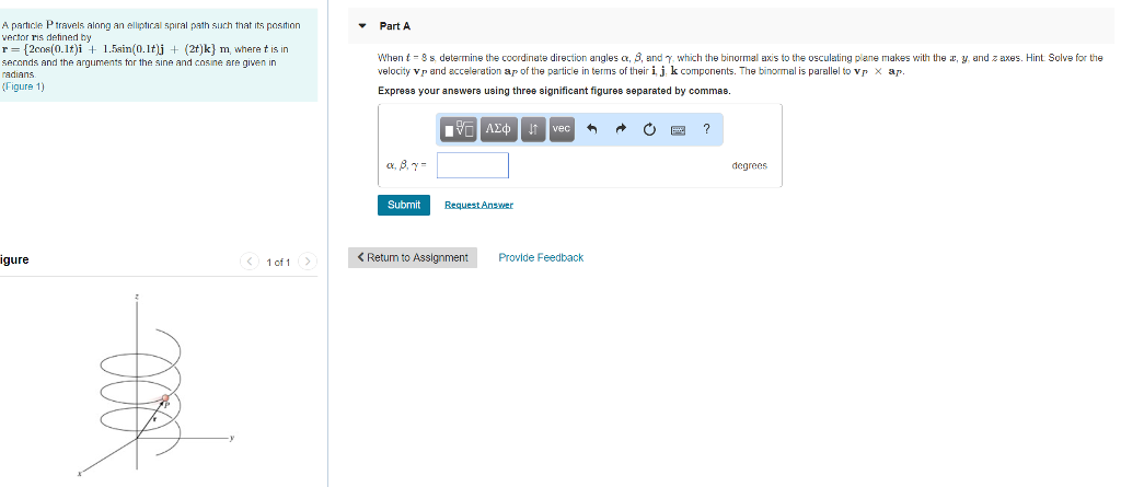 Solved A particle P travels along an elliptiral spiral path | Chegg.com