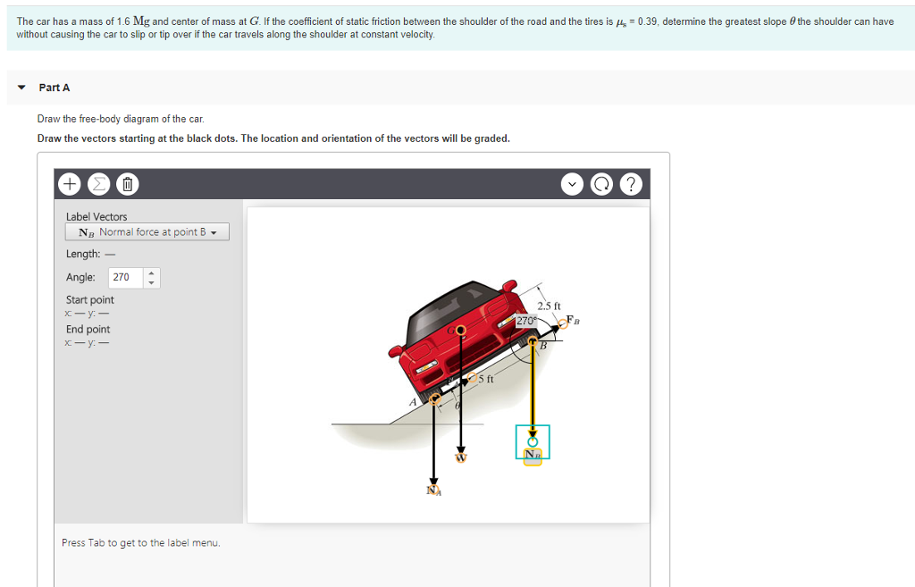 Solved The car has a mass of 1.6 Mg and center of mass at G. | Chegg.com