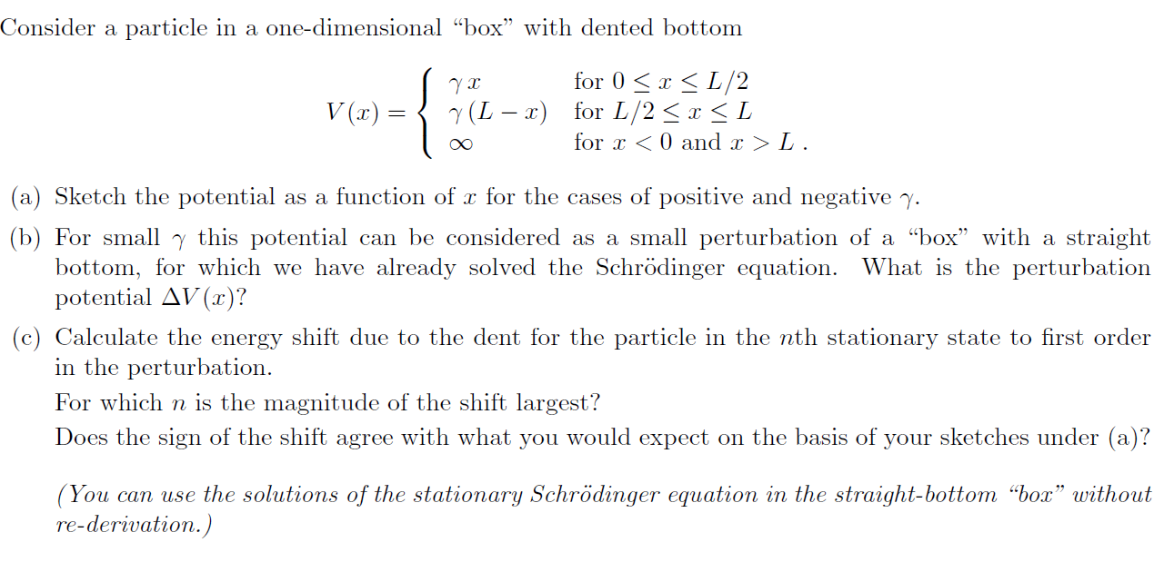 Consider a particle in a one-dimensional "box" with | Chegg.com