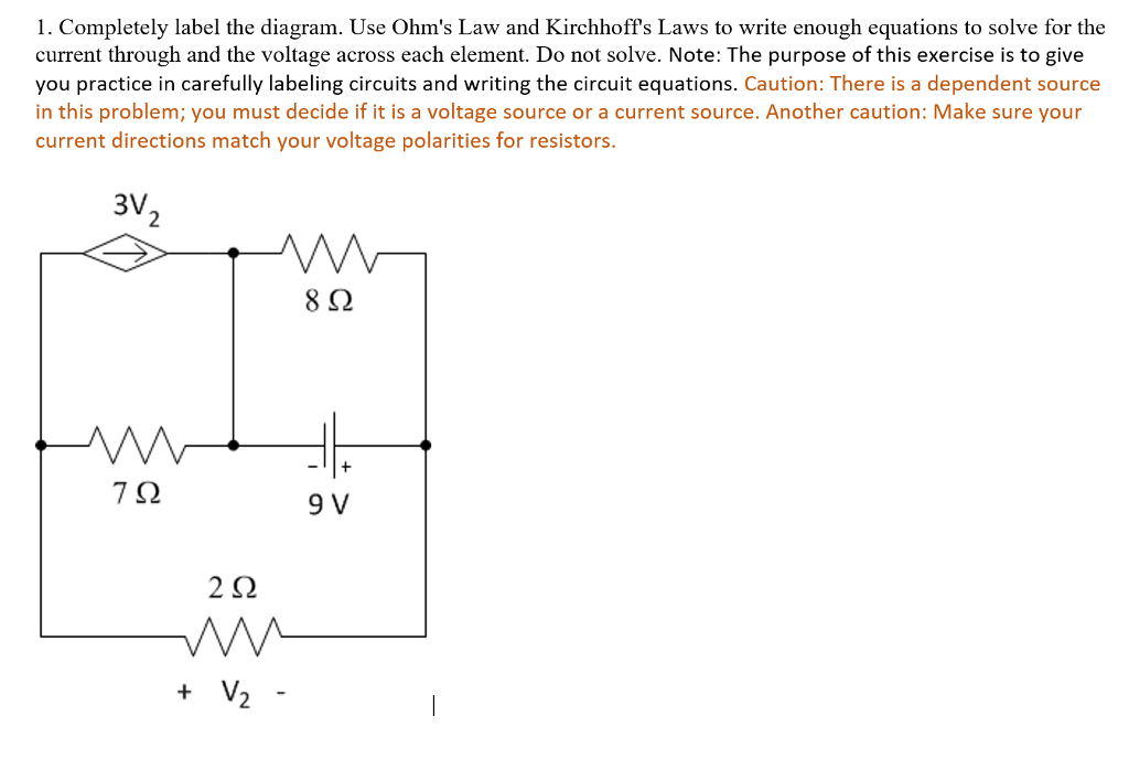 Solved Completely label the diagram. Use Ohm's Law and | Chegg.com