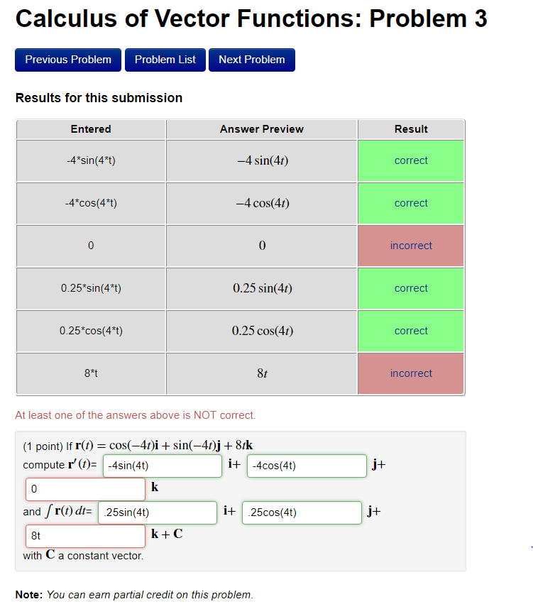 Solved Calculate the Vector Functions: Results for this | Chegg.com