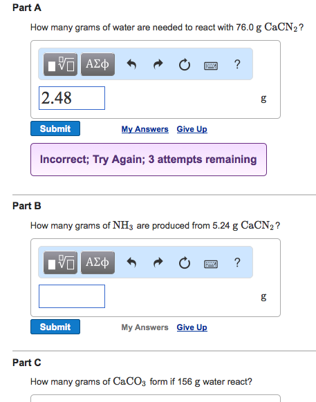 Solved How many grams of water are needed to react with 76.0 | Chegg.com