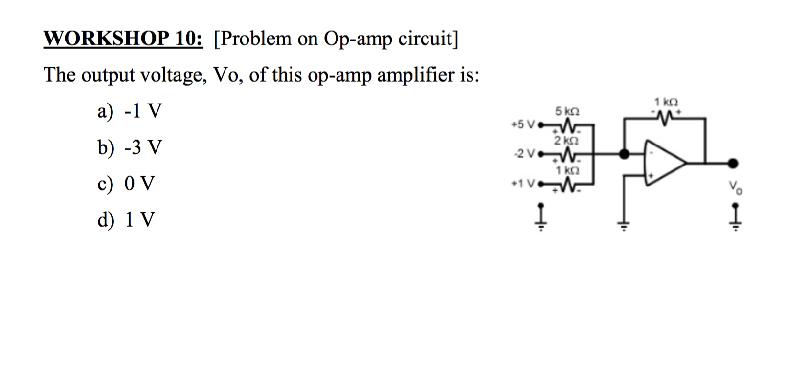 Solved The output voltage, V0, of the this op-amp ampliier | Chegg.com