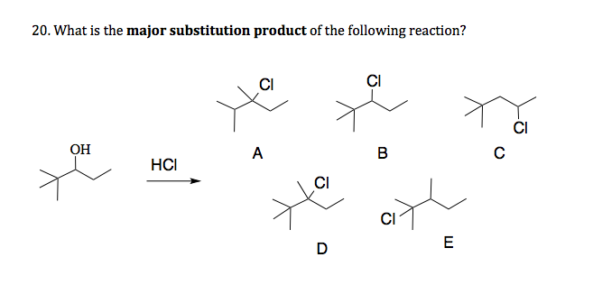 Solved 20. What is the major substitution product of the | Chegg.com