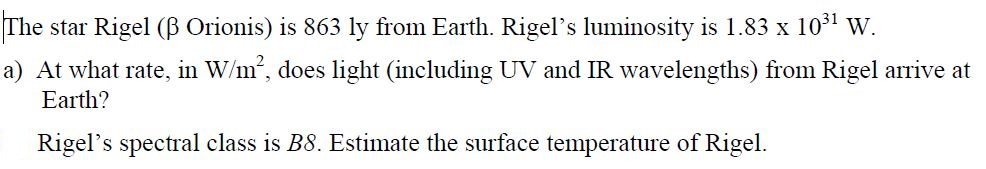 Solved The star Rigel (beta Orionis) is 863 ly from Earth. | Chegg.com