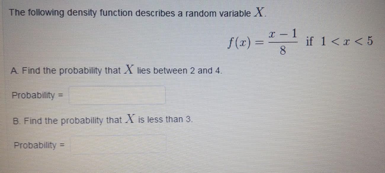 Solved The following density function describes a random | Chegg.com