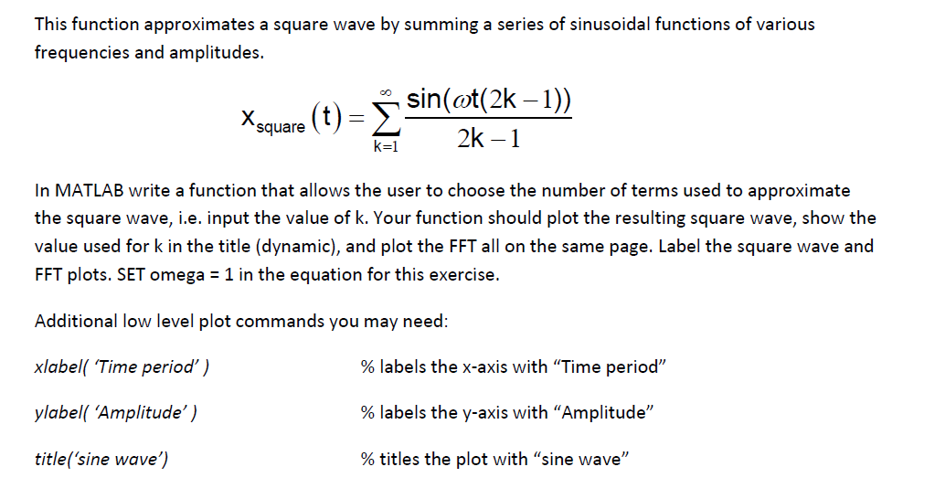Solved This Function Approximates A Square Wave By Summing A