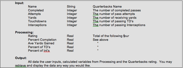 NFL Quarterback Rating Formula The NFL rates its | Chegg.com