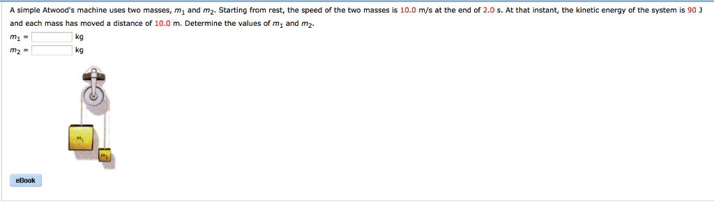 Solved A simple Atwood's machine uses two masses, m_1 and | Chegg.com