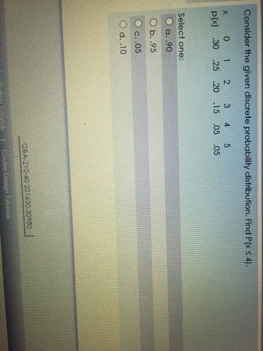 Solved Consider the given discrete probability distribution. | Chegg.com