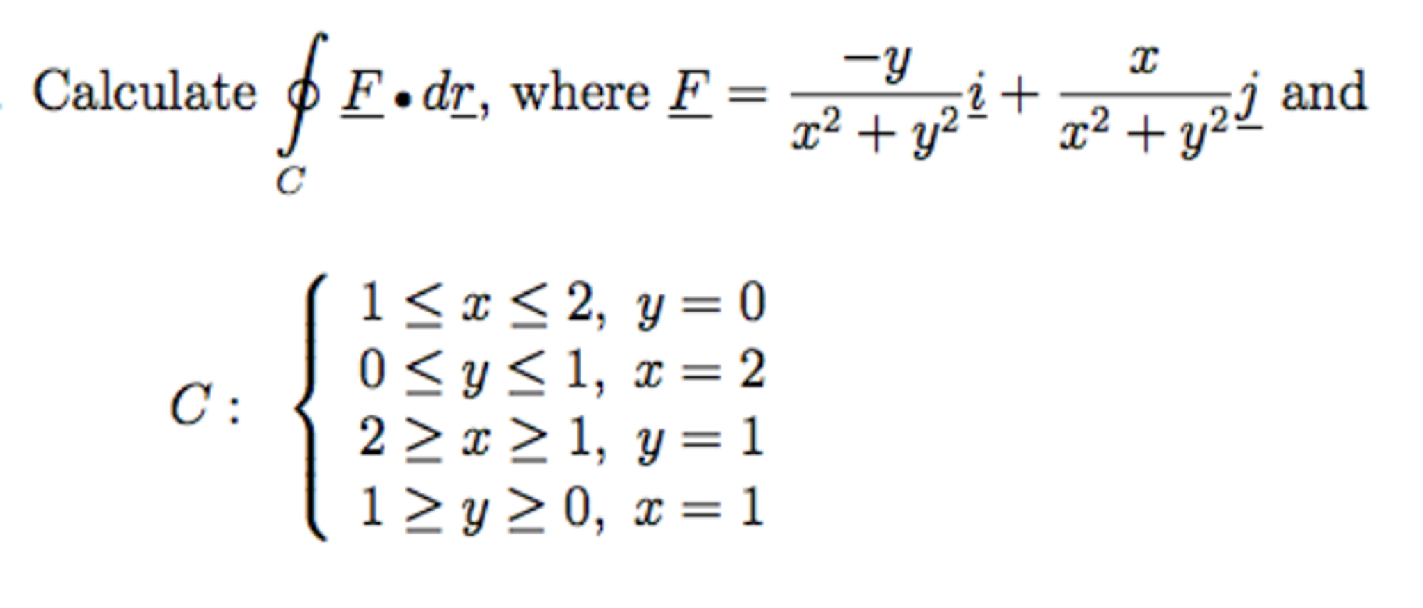 Solved Calculate Contour Integral F Mid dot dr, where F = | Chegg.com