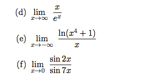 Solved (d) lim In(z4+ 1) (f) lim sin 2 lixn z→0 sin 7x | Chegg.com