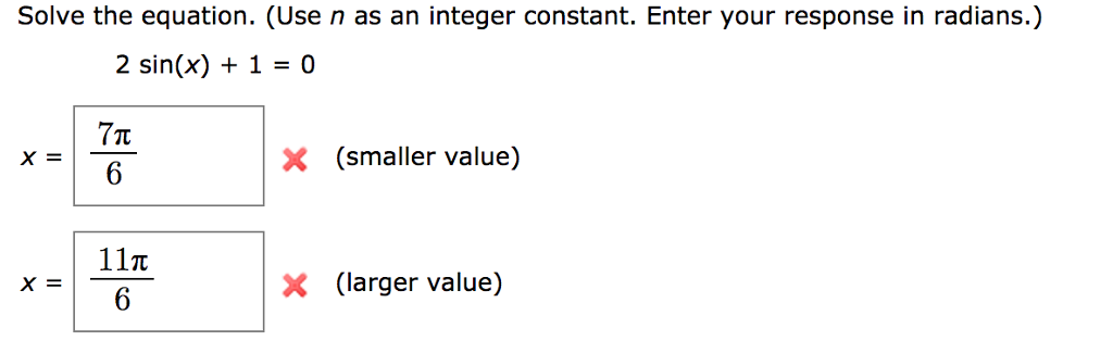 Solved Solve the equation. (Use n as an integer constant. | Chegg.com