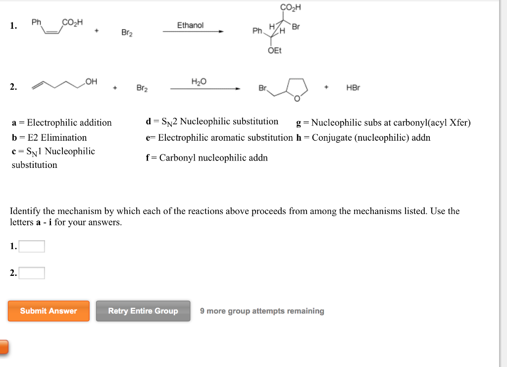 Solved a = Electrophilic addition b = E2 Elimination c = | Chegg.com