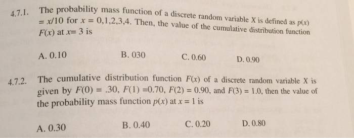 Solved The probability mass function of a discrete random | Chegg.com