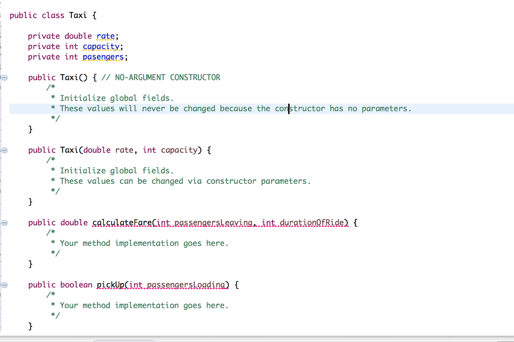 Solved public class Taxi t private double rate; private int | Chegg.com