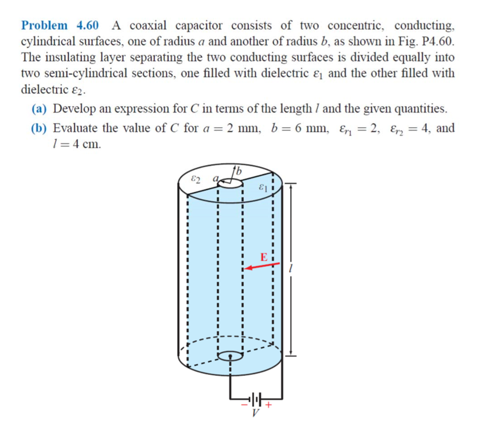 Solved Problem 4.60 A coaxial capacitor consists of two | Chegg.com