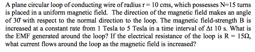 A plane circular loop of conducting wire of radius r | Chegg.com