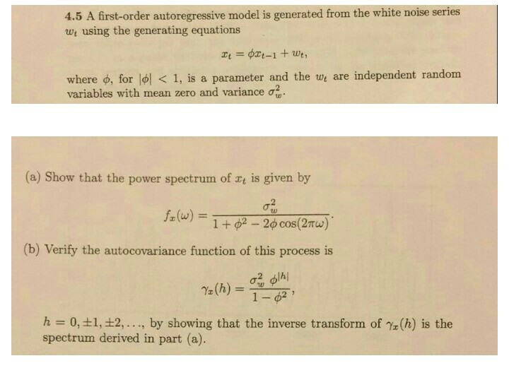 4.5 A first-order autoregressive model is generated | Chegg.com