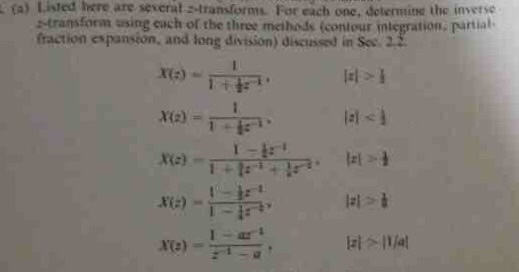 Listed here are several z-transforms. For each one, | Chegg.com