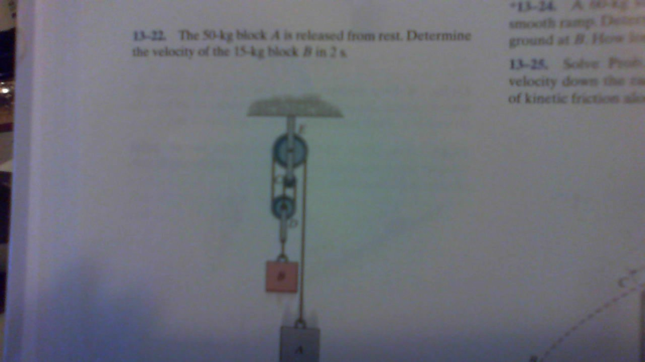 The 50-kg block A is released from rest. Determine | Chegg.com The 50-kg block A is released from rest. Determine | Chegg.com