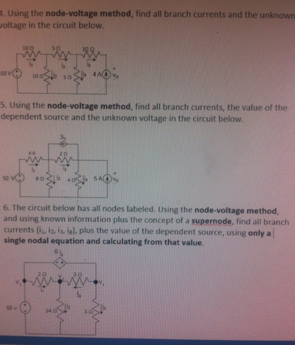 Solved 4. Using the node-voltage method, find all branch | Chegg.com