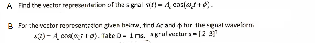 Solved A Find the vector representation of the signal | Chegg.com