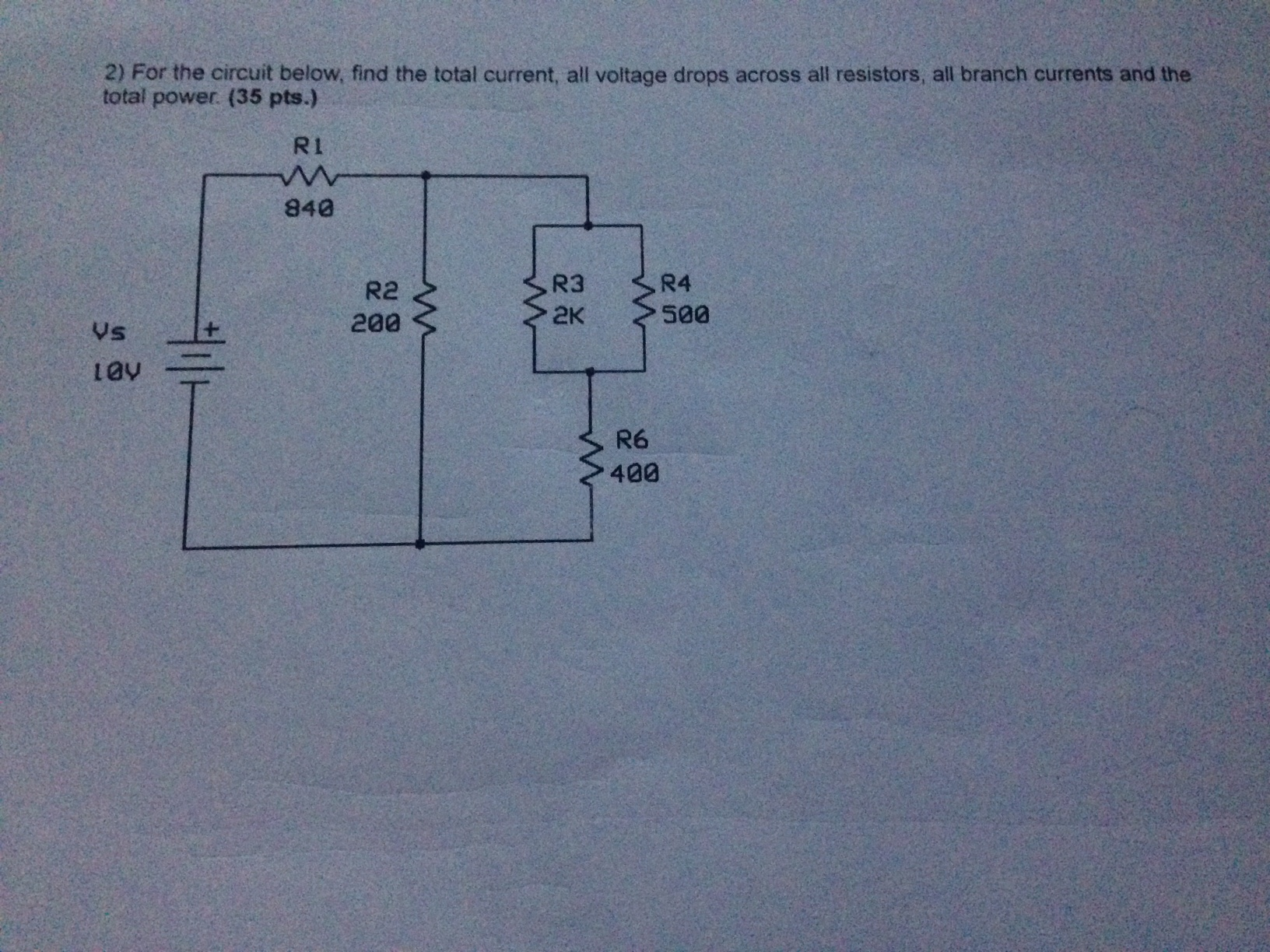 Solved: For The Circuit Below, Find The Total Current, All... | Chegg.com