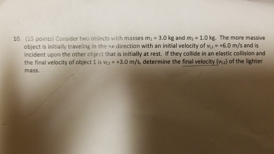 Solved 10. (15 points) Consider two objects with masses m1 = | Chegg.com