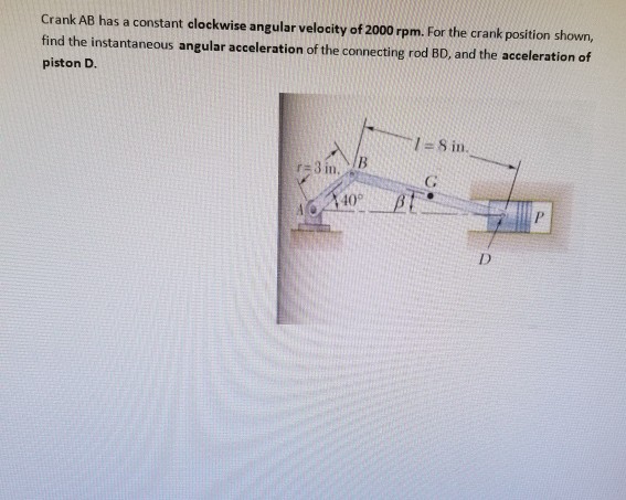 Solved Crank Ab Has A Constant Clockwise Angular Velocity Of