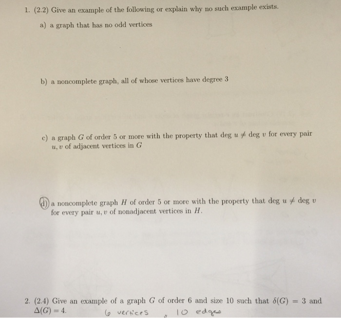 Solved Give an example of the following or explain why no | Chegg.com
