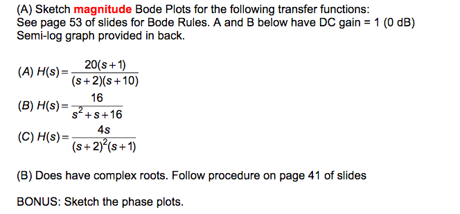 Solved Sketch magnitude Bode Plots for the following | Chegg.com