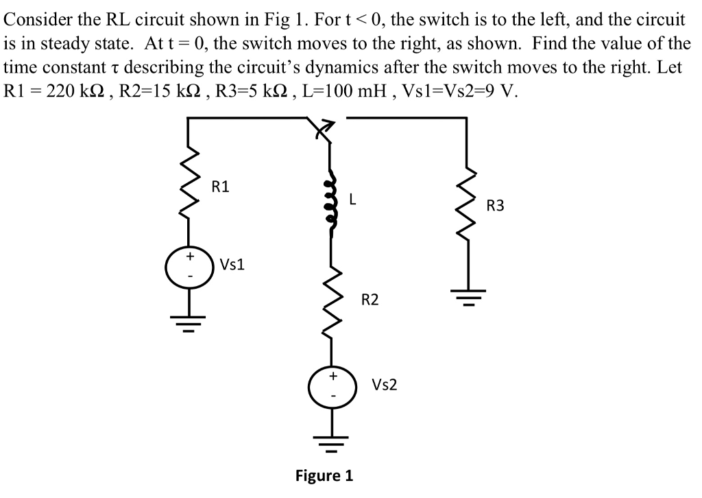 Solved Consider the RL circuit shown in Fig 1 . For t