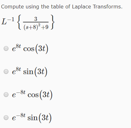 Solved Compute using the table of Laplace Transforms. (8+8)2 | Chegg.com