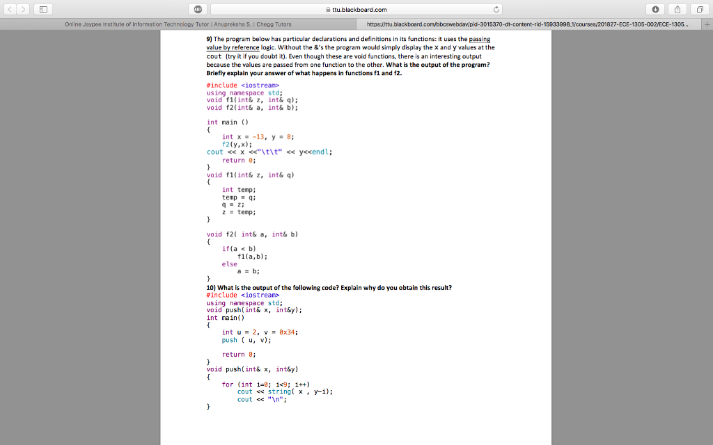 Solved ttu.blackboard.com Online Jaypee Institute of | Chegg.com