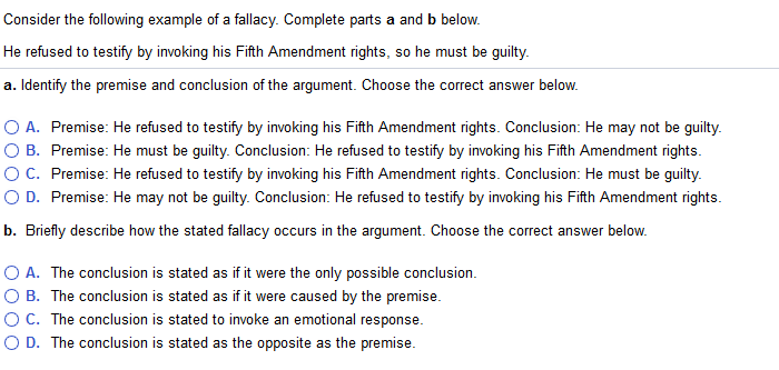 Solved Consider the following example of a fallacy. Complete | Chegg.com