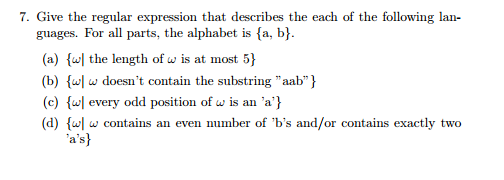 Solved Give the regular expression that describes the each | Chegg.com