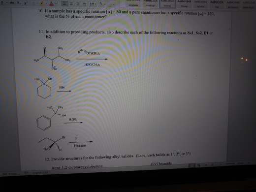 Solved 10. If a sample has a specific rotation [o)- 60 and a | Chegg.com