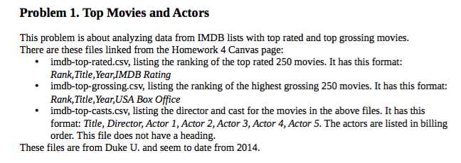 Solved Problem 1. Top Movies and Actors This problem is | Chegg.com