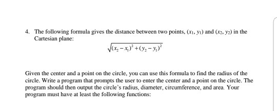 Solved 4. The following formula gives the distance between | Chegg.com